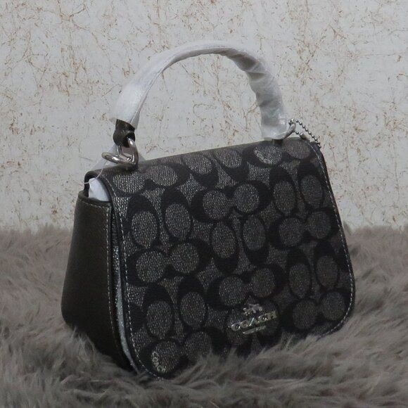 Coach | Bags | Coach Lysa Top Handle Bag In Signature Metallic Canvas ...